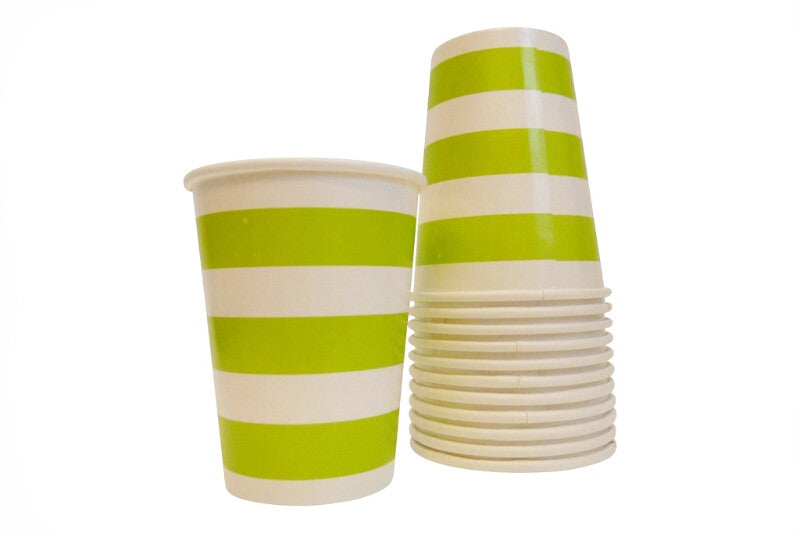 Lime Green Striped Cups -Pixie Dust Party Spot – Posh and Grace